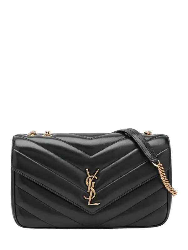 Saint Laurent Medium Leather Loulou Bag - Black