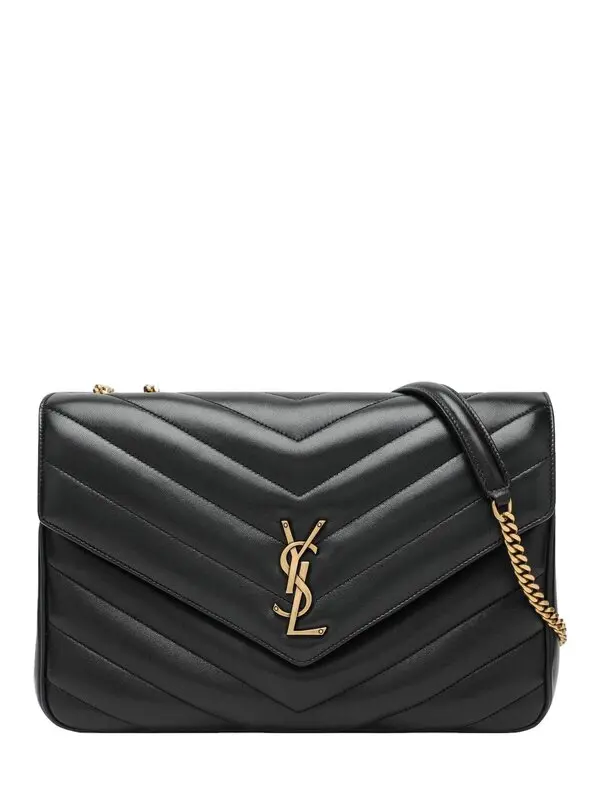 Saint Laurent Loulou Large Bag In Leather - Black