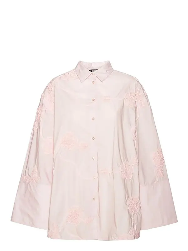 ROTATE BY BIRGER CHRISTENSEN Oversized Floral Detail Shirt - Pink