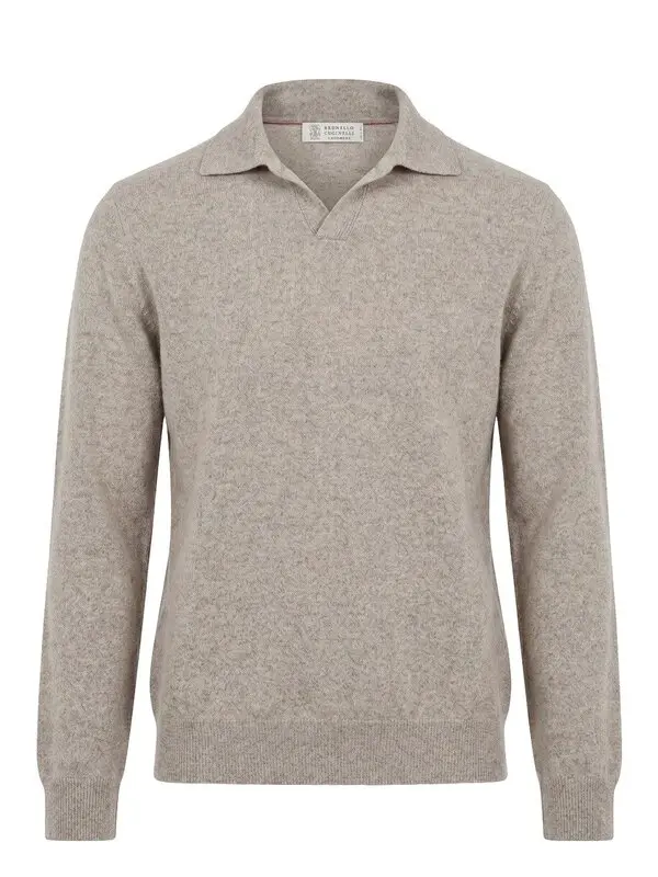 Brunello Cucinelli Mouliné Cashmere Knit Polo - Multicolor
