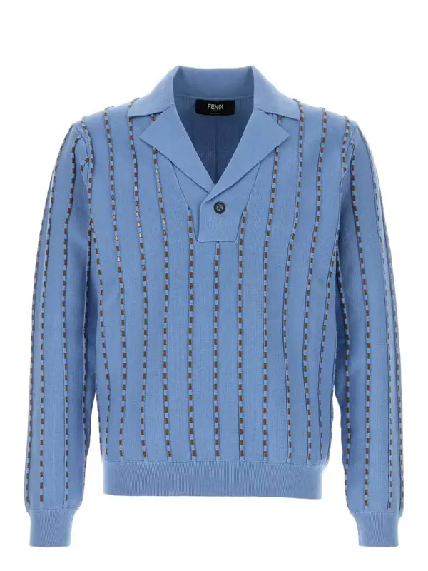 Fendi Cerulean Cotton Polo Shirt - Blue