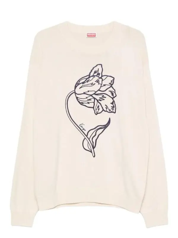 Kenzo Floral Embroidered Jumper - Cream
