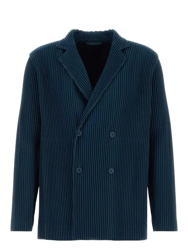 Issey Miyake Navy Polyester Blazer - Blue