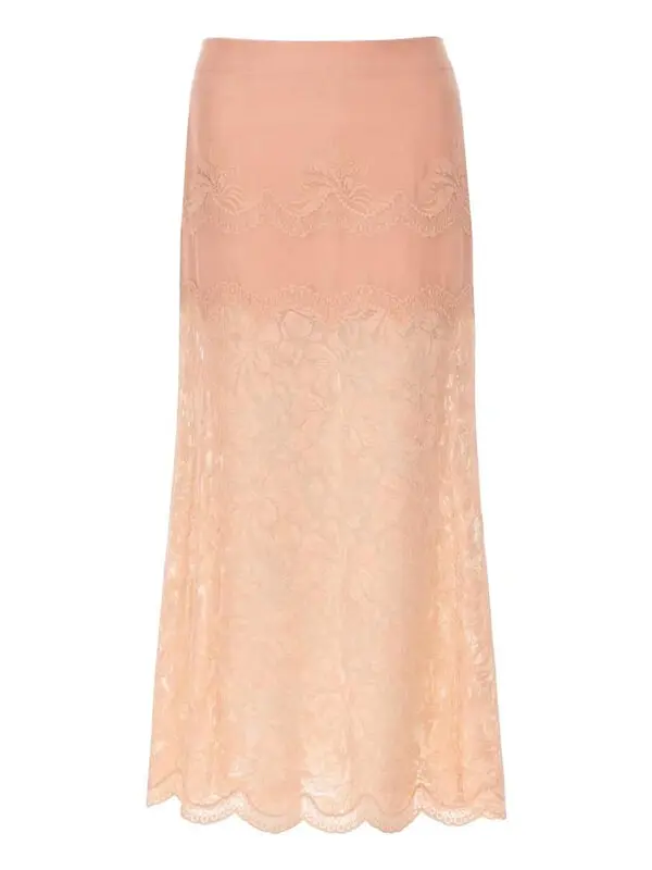 Rabanne Midi Lace Skirt - Pink