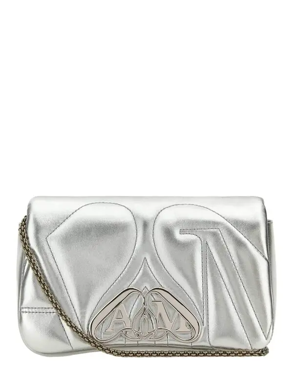 Alexander McQueen Leather Mini Seal Clutch - Silver