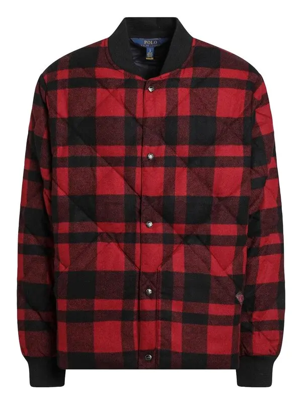 Polo Ralph Lauren Red And Black Quilted Check Bomber - Pink
