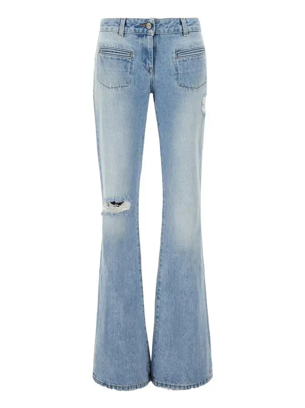 Palm Angels Flared Distressed Denim Jeans - Multicolor