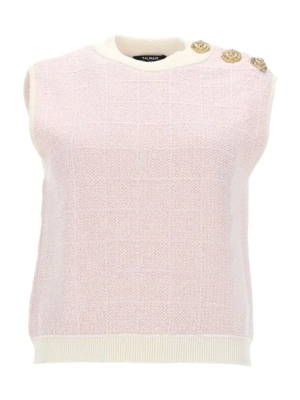 Balmain Sleeveless Top With Jewel Buttons - Pink