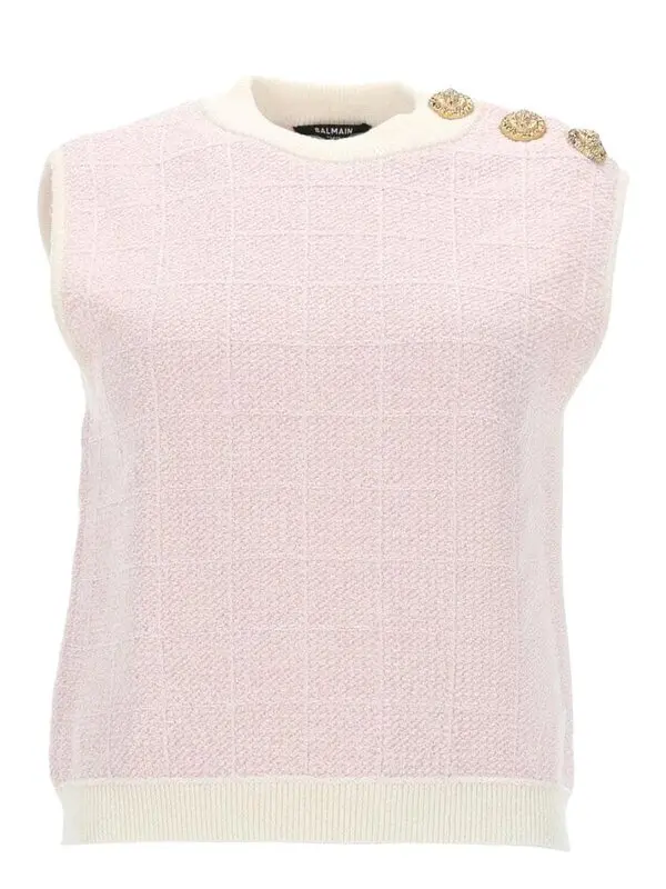 Balmain Sleeveless Top With Jewel Buttons - Pink