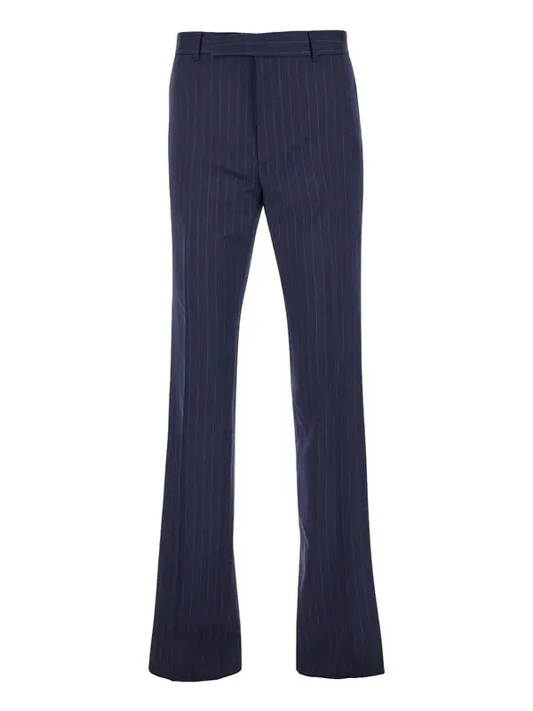 Givenchy Blue Flared Pants With High Waist In Wool - Multicolor