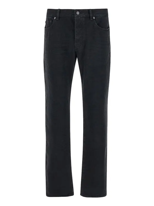 Saint Laurent Black Slim Jeans With Logo Patch In Denim - Multicolor