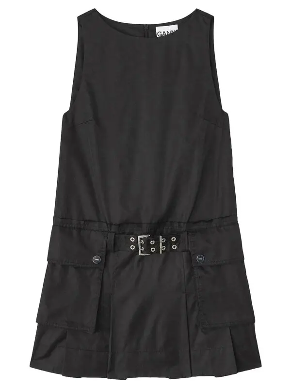 GANNI Belted Mini Dress - Black