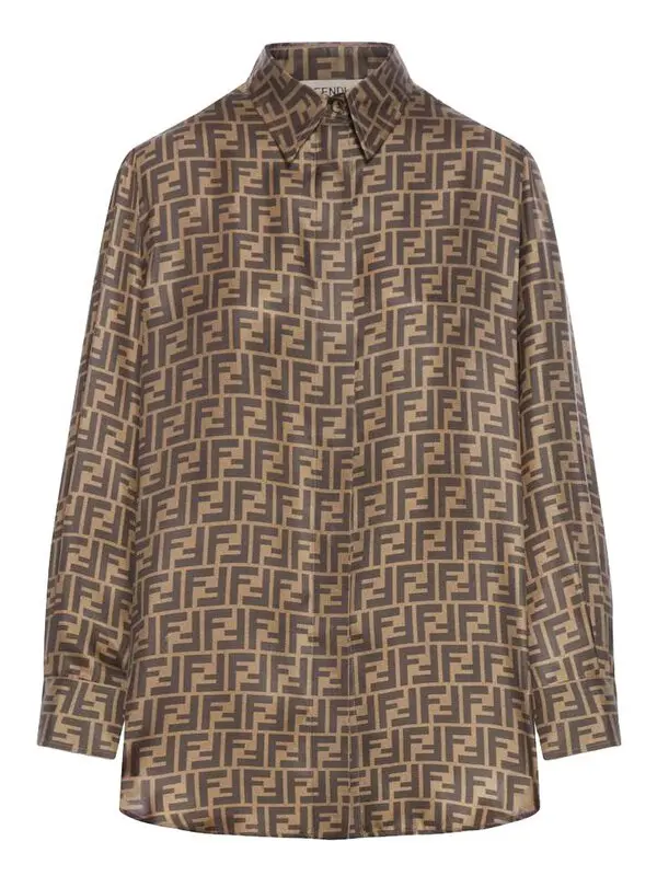 Fendi Ff Silk Shirt - Brown