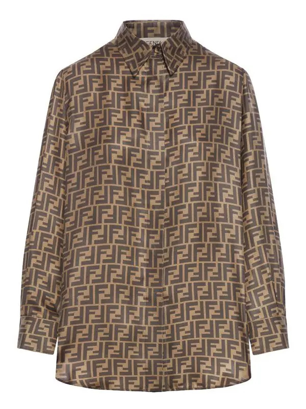 Fendi Ff Silk Shirt - Brown