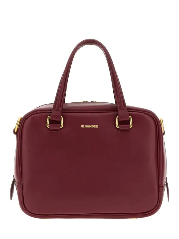 JIL SANDER Burgundy Leather Small Vision Handbag - Red