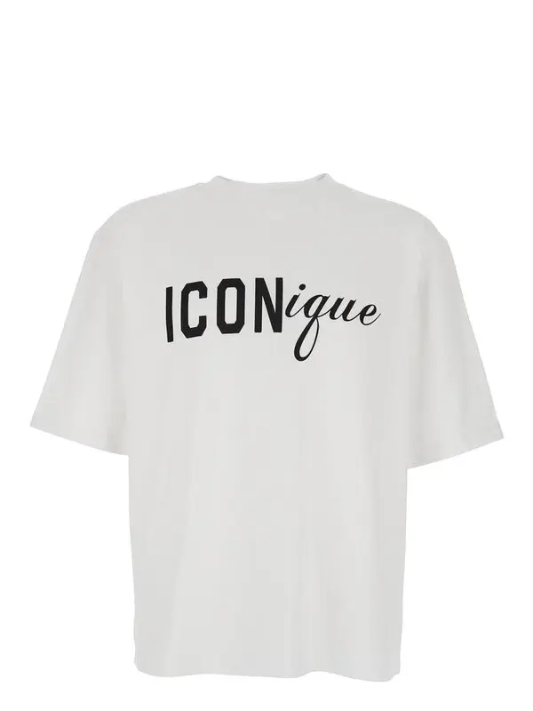 Dsquared2 Crew Neck T-shirt With Maxi Logo On The Front In Cotton For - White