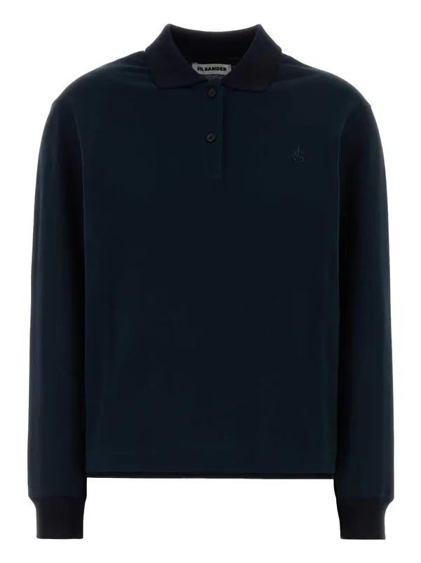 JIL SANDER Cotton Piquet Polo Shirt - Black
