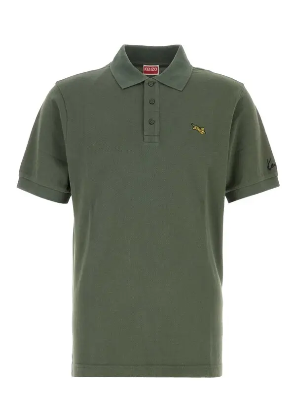 Kenzo Khaki Piquet Polo Shirt - Green