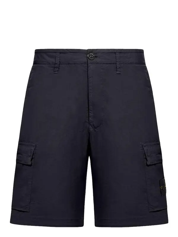 Stone Island Cargo Bermuda Shorts With Removable Badge - Blue