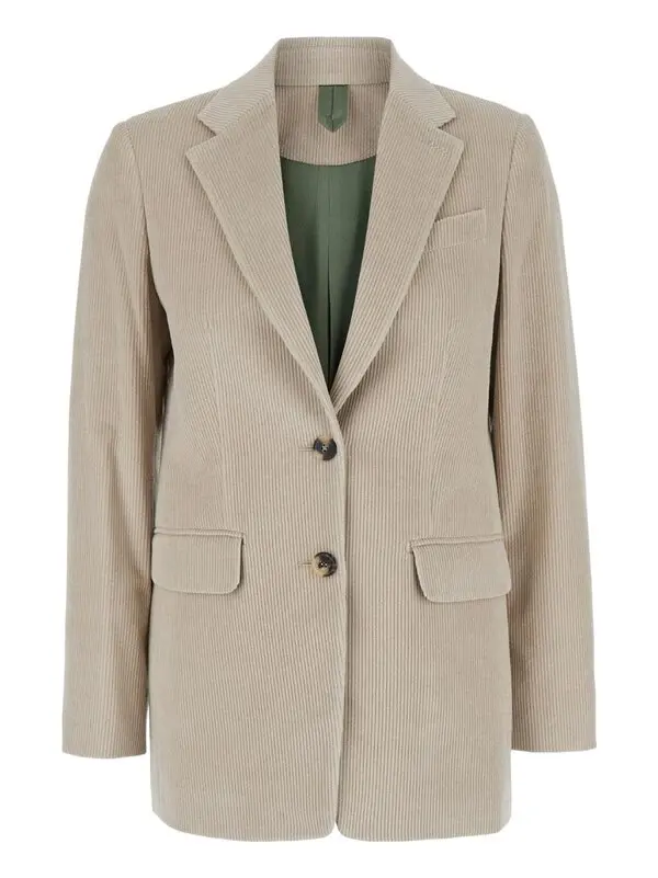 Max Mara Kuban' Beige Single-breasted Jacket With Notched Revers In Cotton Blend - Multicolor