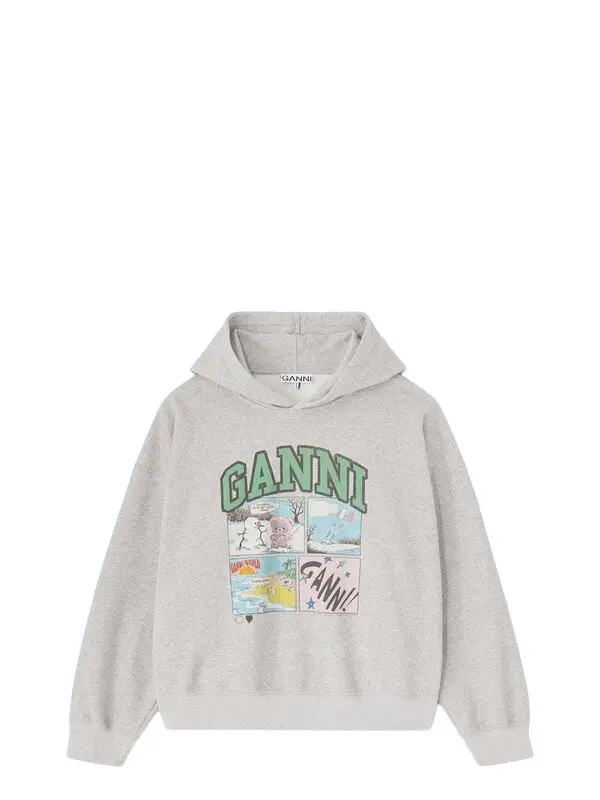 GANNI Organic Cotton Logo Hoodie - Gray