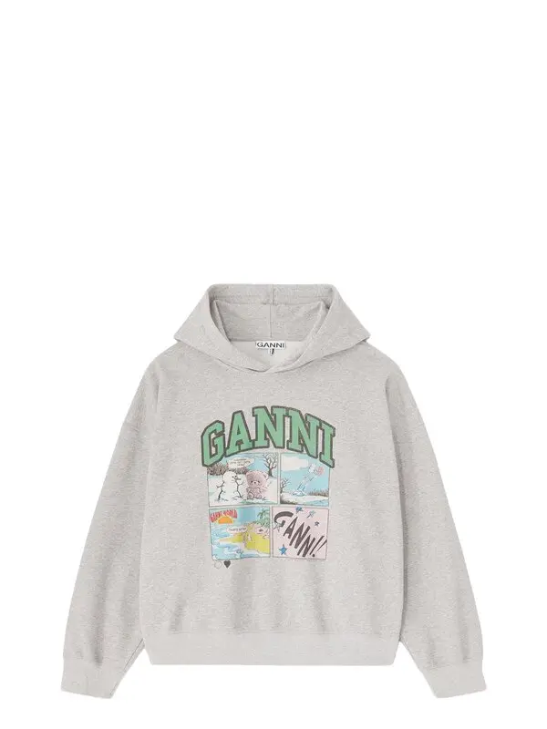 GANNI Organic Cotton Logo Hoodie - Gray