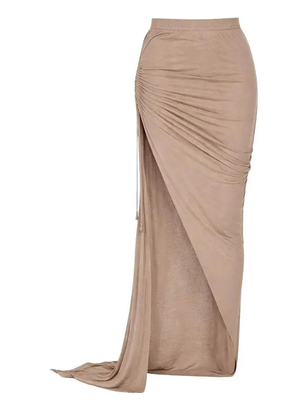 Rick Owens Long Skirt With Slit - Cream
