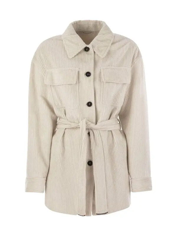 Brunello Cucinelli Corduroy Safari-style Jacket With Jewellery - Multicolor