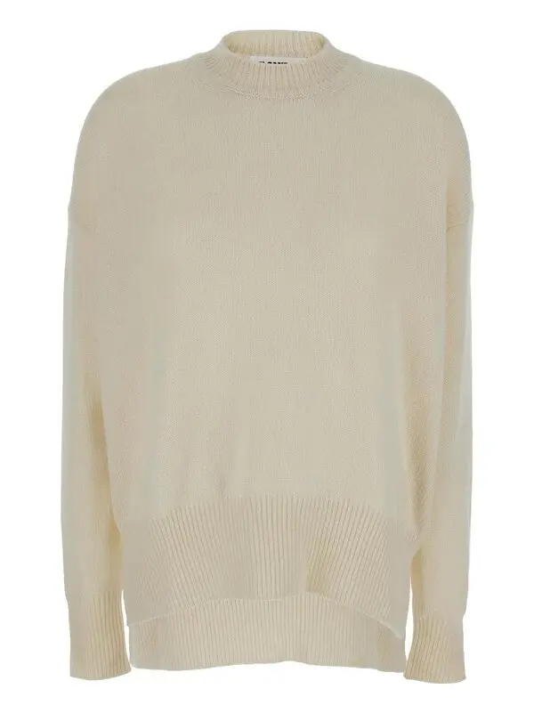 JIL SANDER Beige Ribbed Pullover In Cashmere - Multicolor