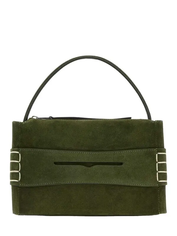 JW Anderson Olive Suede Small Loafer Handbag - Green