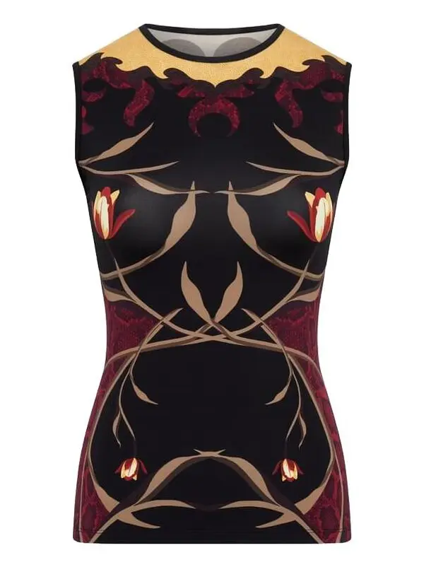 MARINE SERRE Printed Sleeveless Top - Black