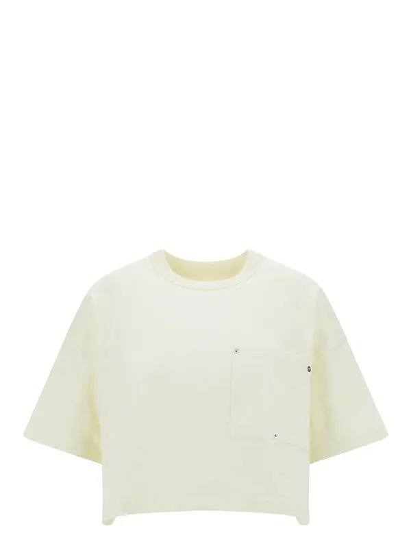 Bottega Veneta White Crop T-shirt With Patch Pockets In Cotton - Multicolor