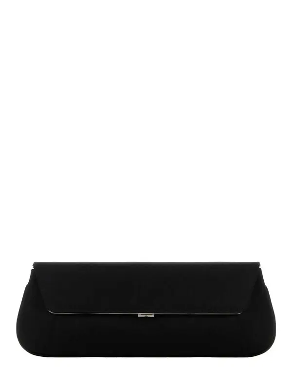 Amina Muaddi Satin Ami Clutch - Black
