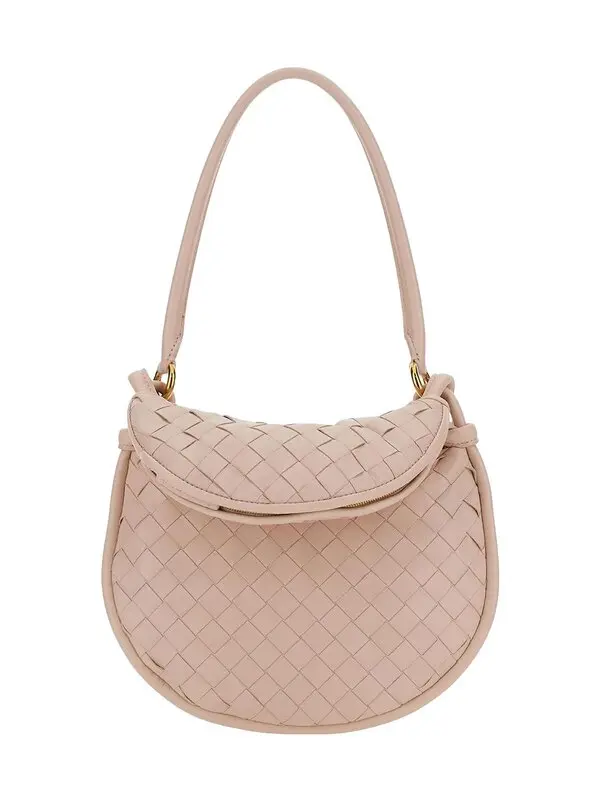 Bottega Veneta Small Gemelli' Pink Shoulder Bag With Intrecciato Motif In Leather - Multicolor
