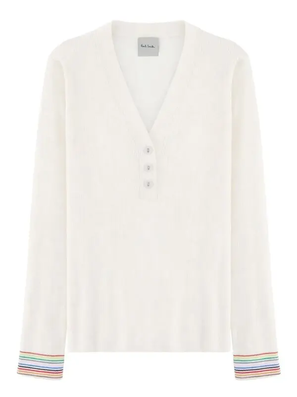 Paul Smith Cotton V-neck Pullover - White