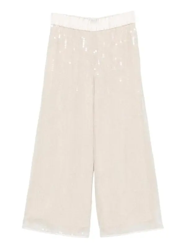 Peserico Sequined Palazzo Trousers - Cream