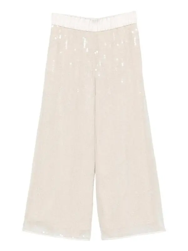Peserico Sequined Palazzo Trousers - Cream