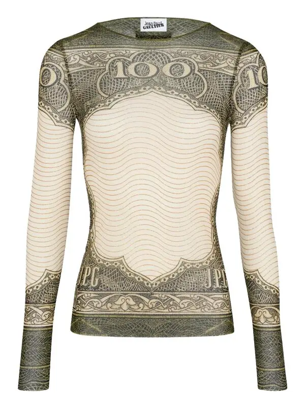 JEAN PAUL GAULTIER Cartouche Print Long Sleeve Top - Multicolor