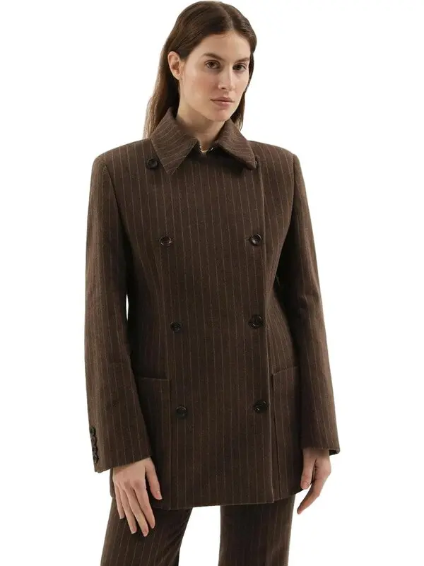 1989 STUDIO Double-breasted Striped Blazer - Brown