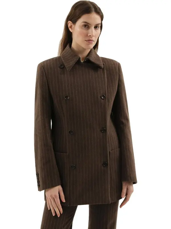 1989 STUDIO Double-breasted Striped Blazer - Brown
