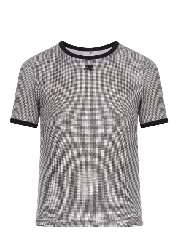 COURREGES Houndstooth Contrast T-shirt - Black