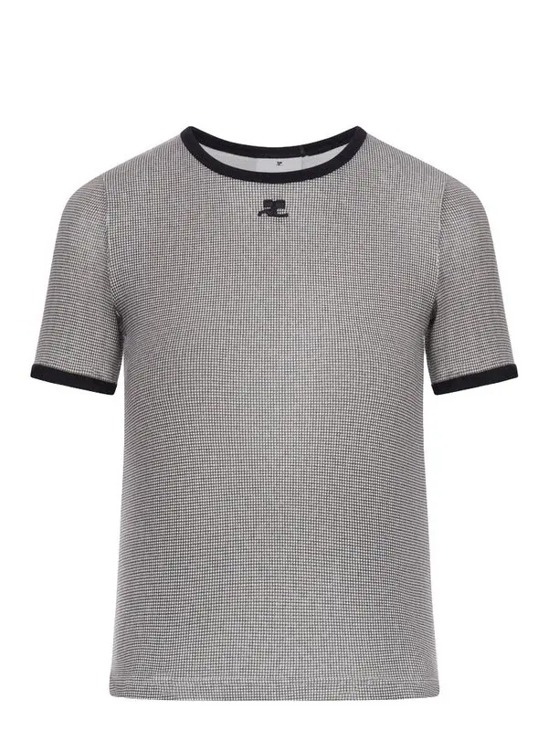COURREGES Houndstooth Contrast T-shirt - Black