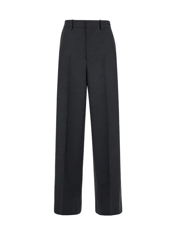 Gucci Wool Wide Leg Pants With Logo Lettering - Multicolor