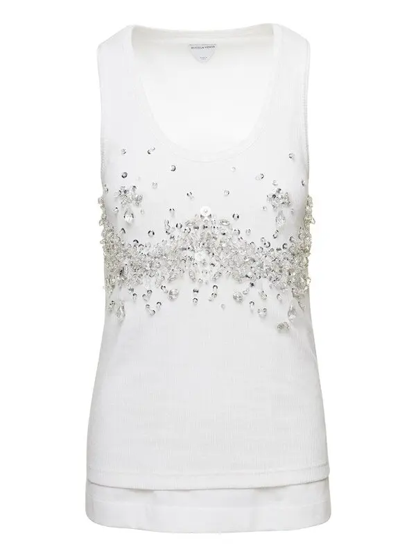 Bottega Veneta Ribbed Crystal-embellished Tank Top - Multicolor