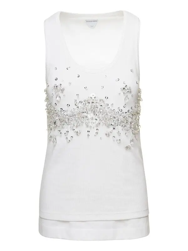 Bottega Veneta Ribbed Crystal-embellished Tank Top - Multicolor