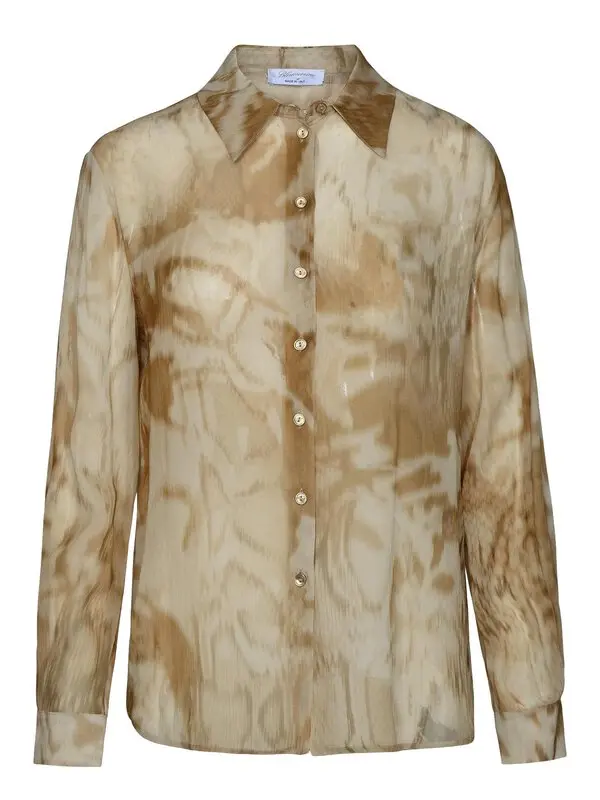 Blumarine Two-tone Viscose Shirt - Cream