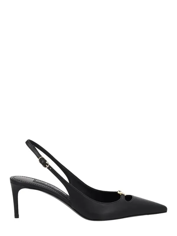 Dolce & Gabbana Leather Slingback Lollo Pumps - Black