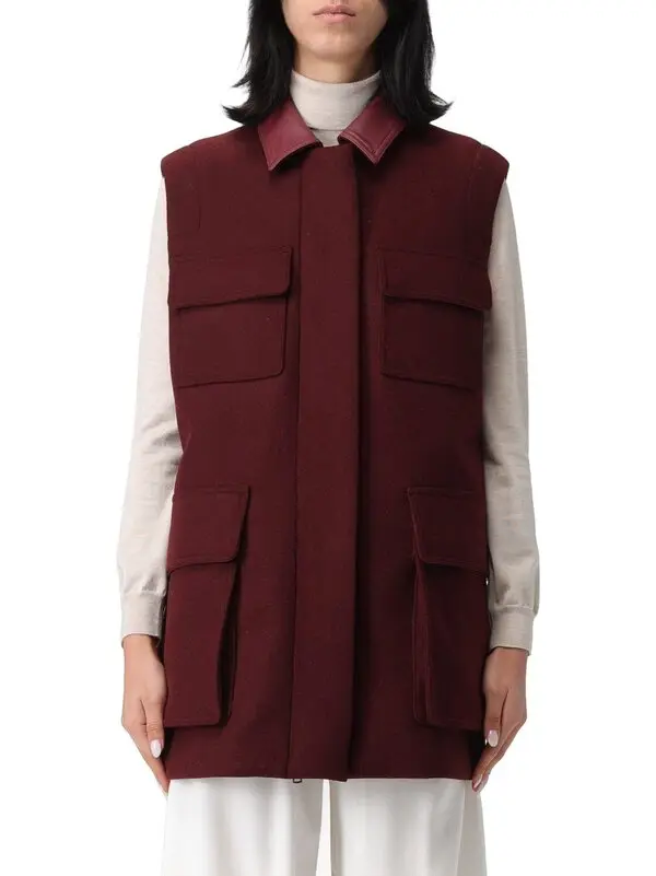 Max Mara Wool Blend Sleeveless Coat - Red