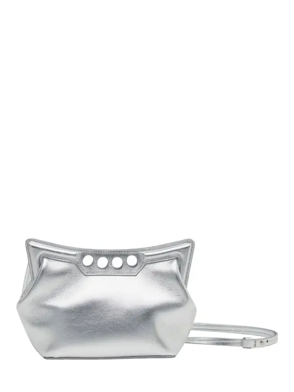 Alexander McQueen Peak Mini' Silver Handbag In Leather - Multicolor