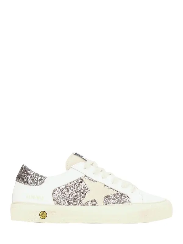 GOLDEN GOOSE May Leather And Glitter Upper Suede Star Glitter H - Multicolor